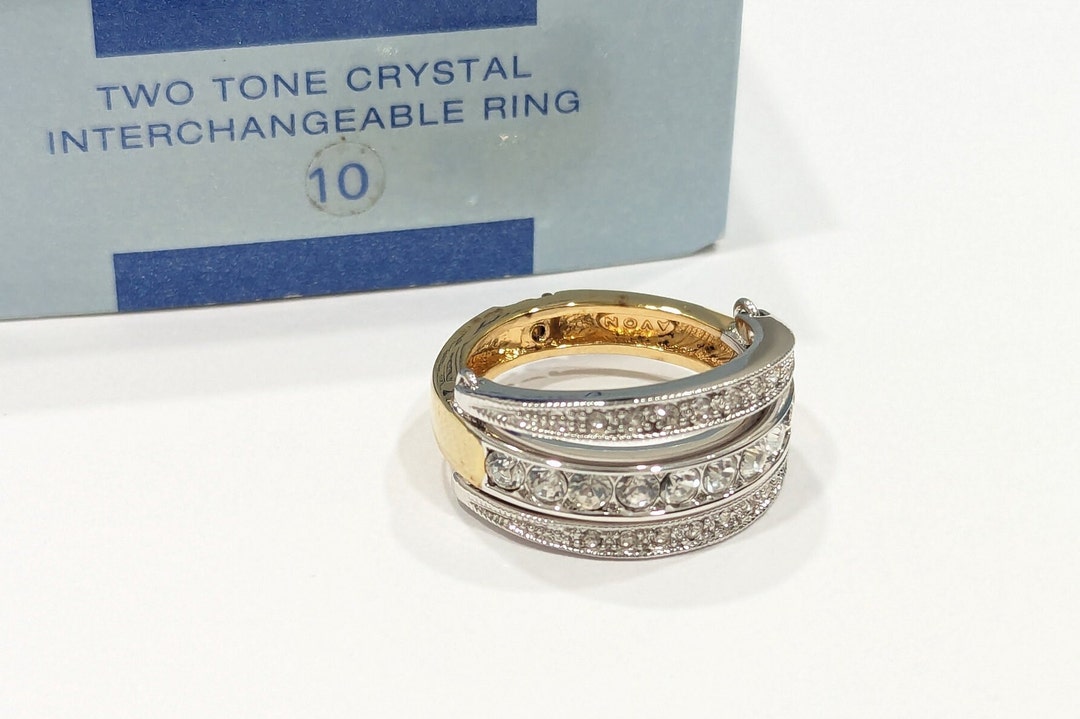Rare Avon Reversible Ring Avon Interchangeable Convertible Crystal Two ...