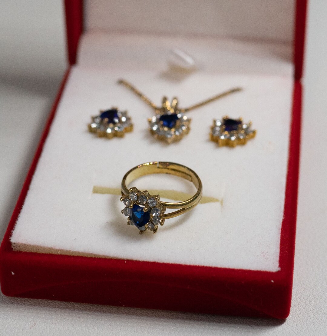 Avon Birthstone 3-piece Set Avon Heart Necklace Pierced Earrings ...