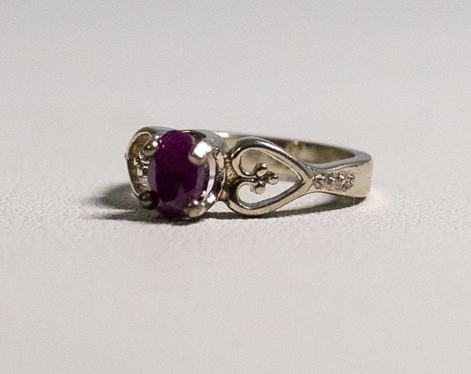 Vintage Avon Ruby Love Sterling Ring 1999 Genuine Ruby Sterling Silver ...