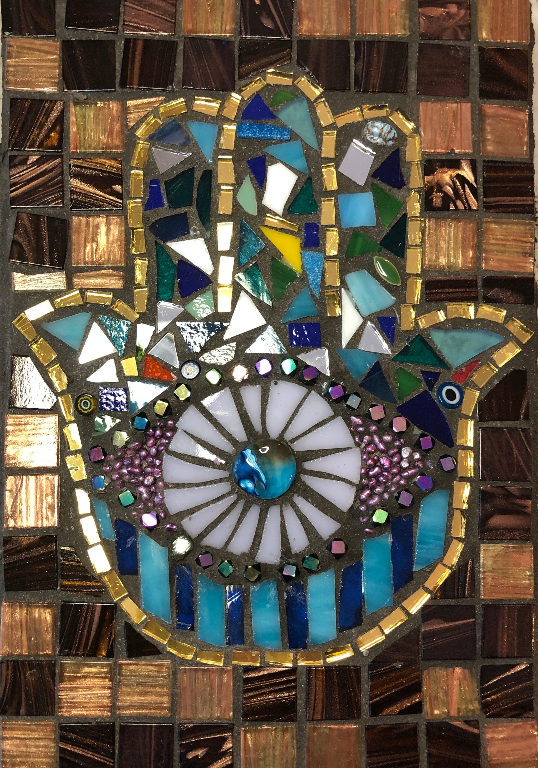 Stepping Stone Hamsa Wedding Memorial Housewarming Mosaic Tile Mixed ...