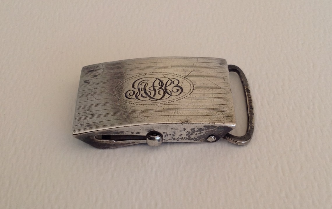 Vintage Sterling Belt Buckle Monogrammed - Etsy