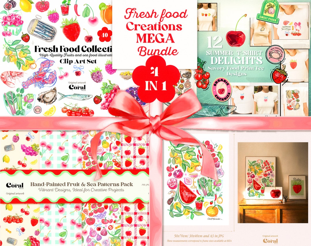 Fresh Food Mega Bundle Fruit Clip Art Collection Food Illustration ...