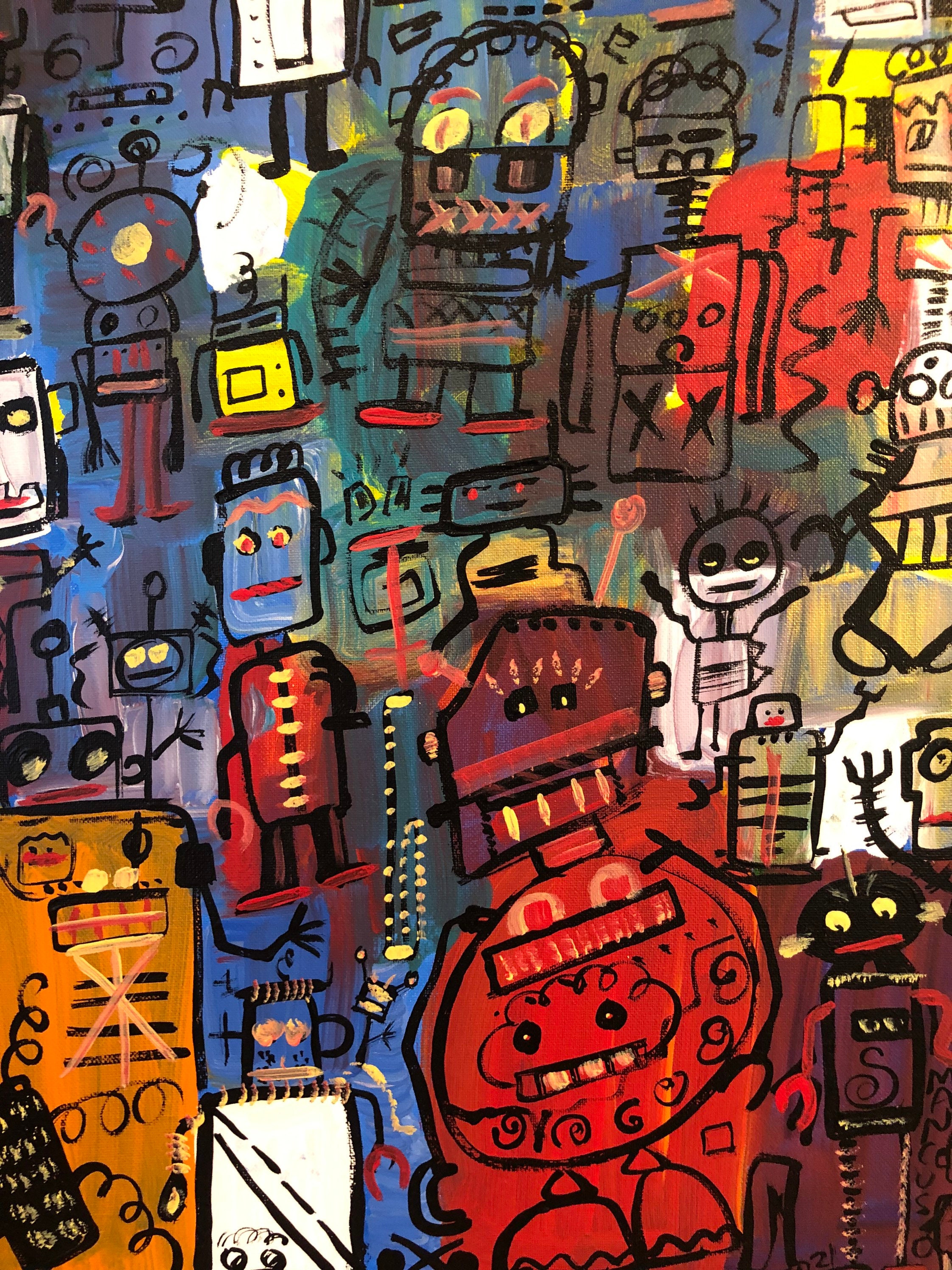ROBOT Collage Painting for Kids Room Play Room GAME ROOM - Etsy