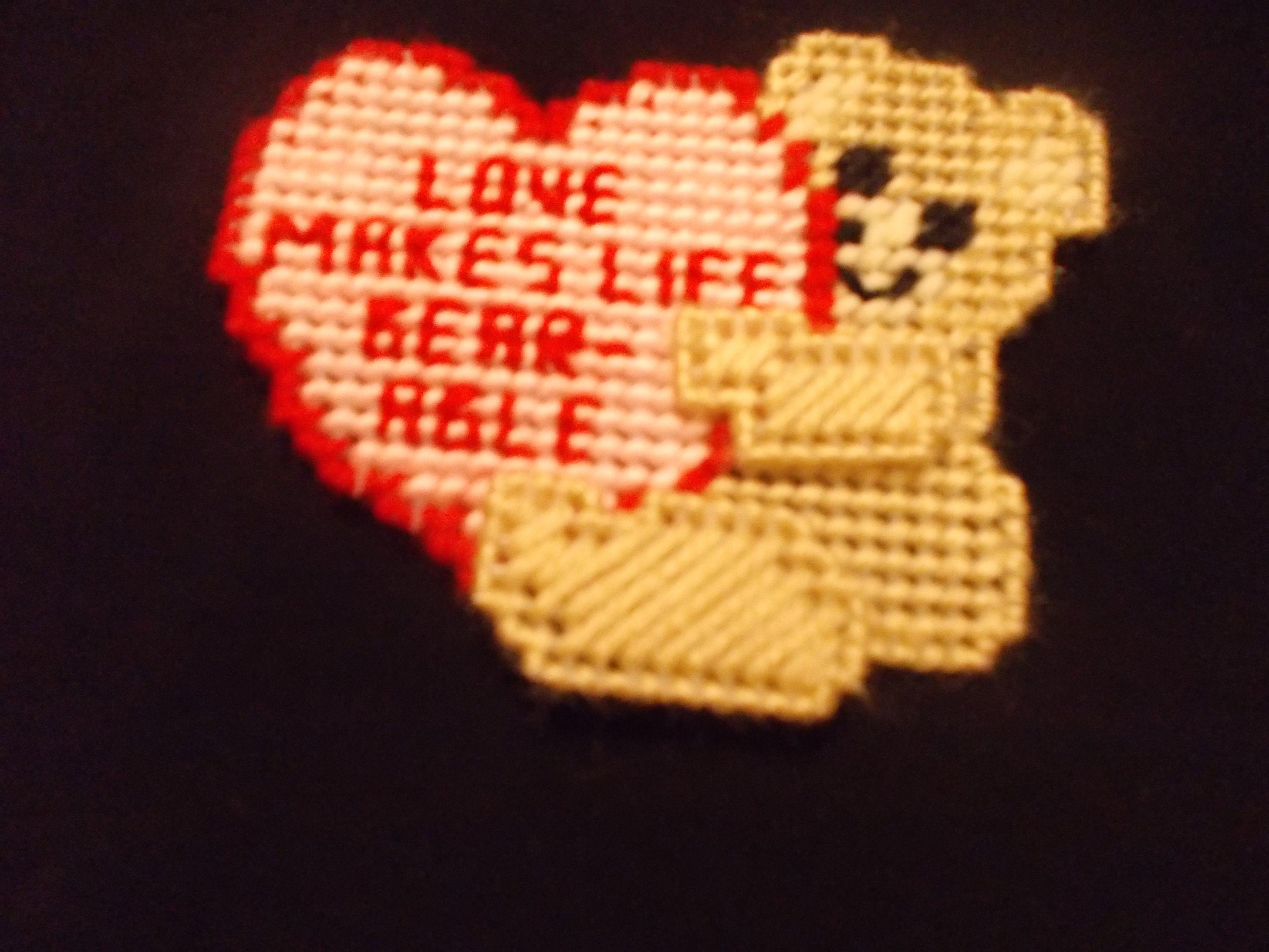 Plastic Canvas Teddy Bear Love Makes Life Bearable Magnet - Etsy