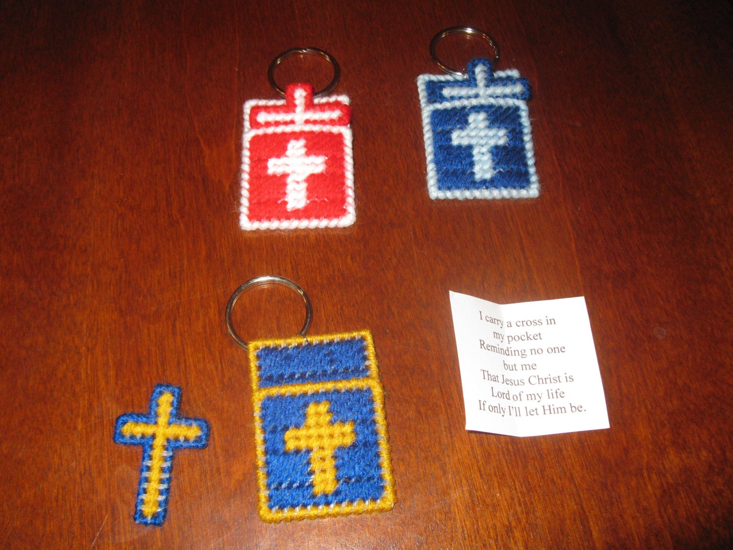 Plastic Canvas Cross in My Pocket Keychain - Design 1 - Etsy
