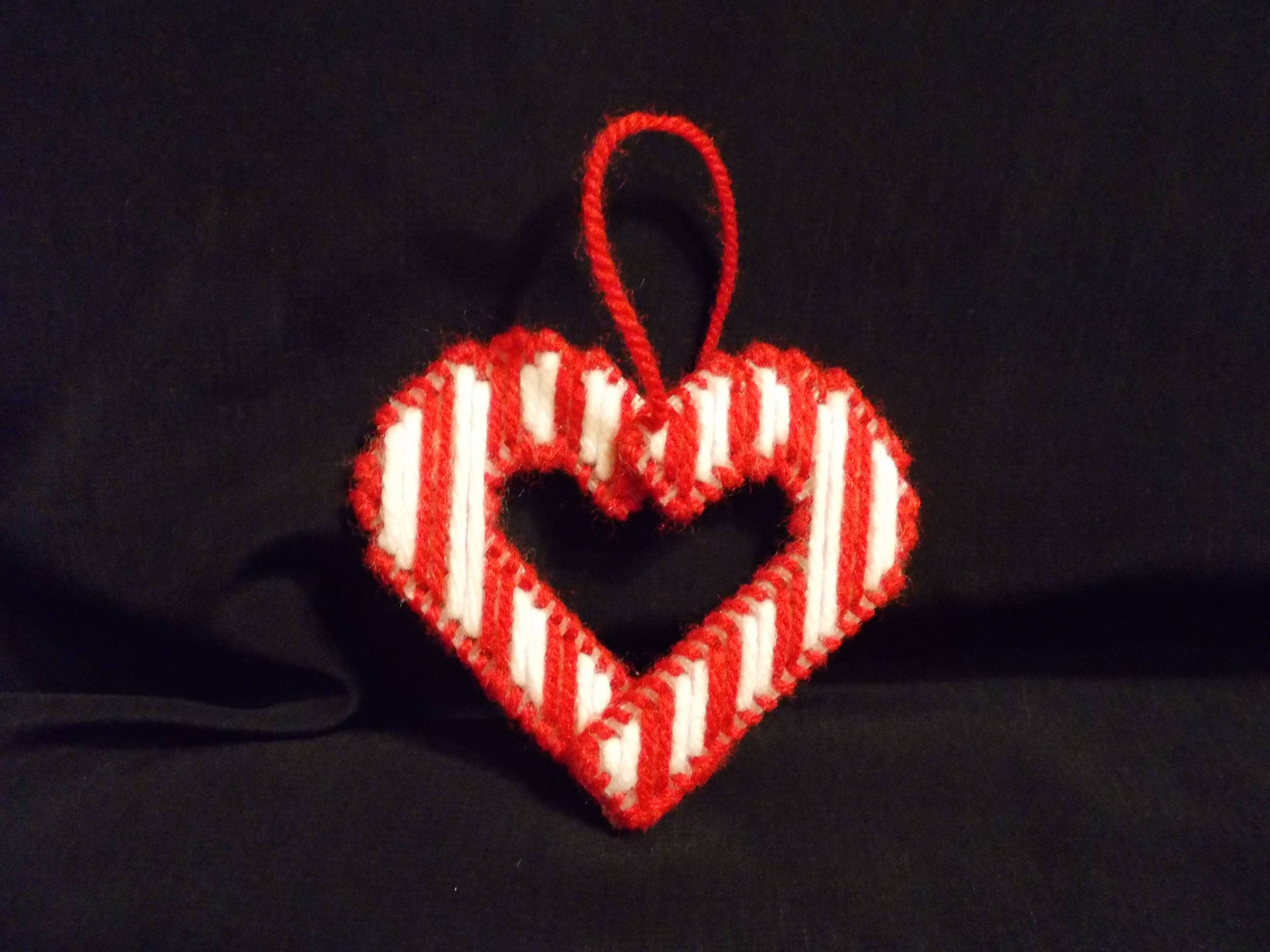 Plastic Canvas Candy Cane Heart Christmas Ornament - Etsy