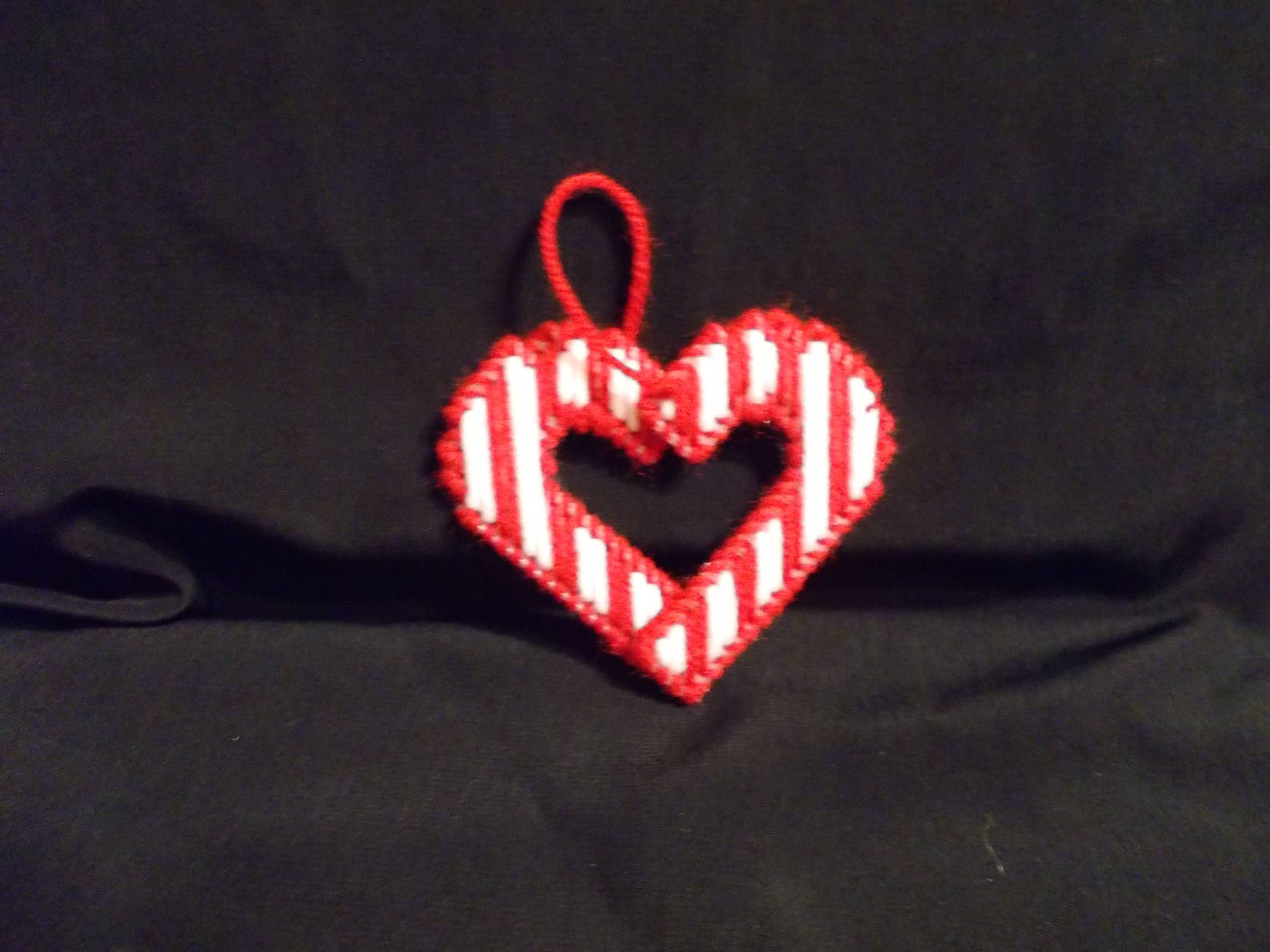 Plastic Canvas Candy Cane Heart Christmas Ornament - Etsy