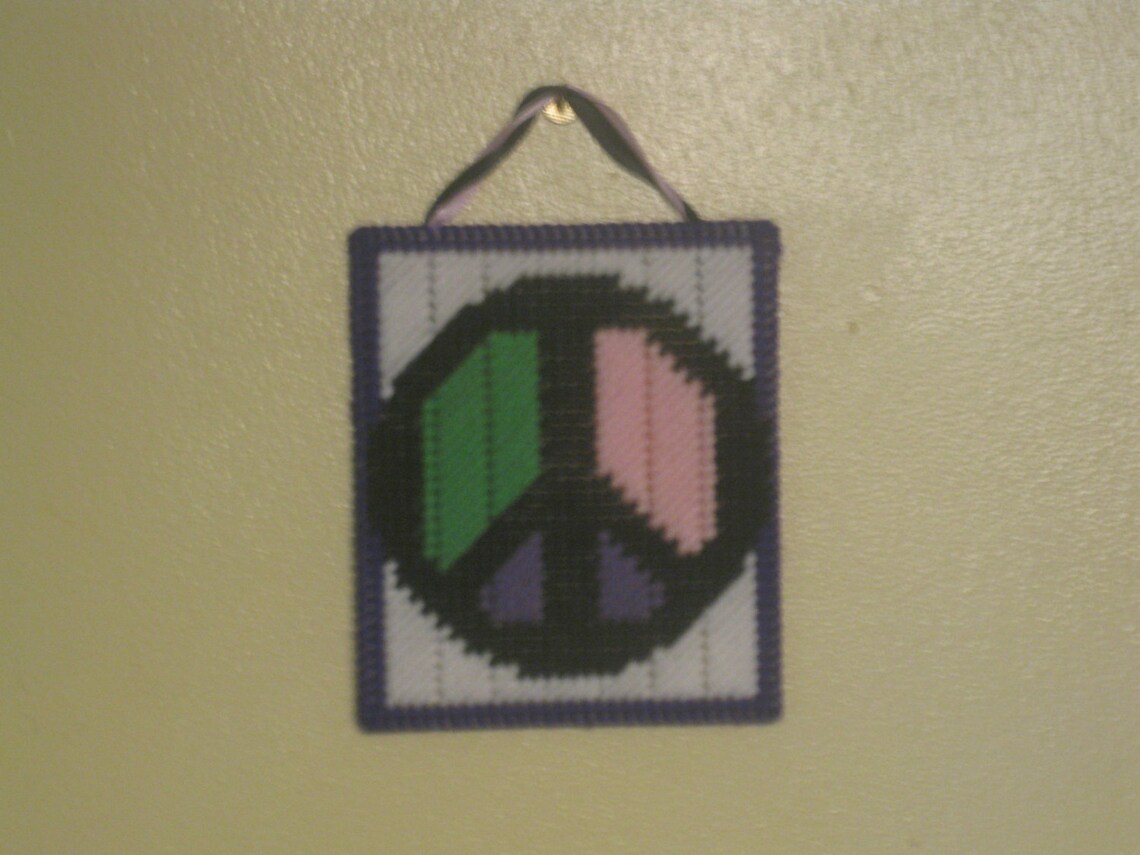 Plastic Canvas Peace Sign Wall Hanging - Etsy