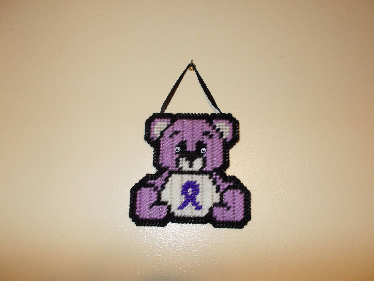 Plastic Canvas Purple Cancer Awareness Teddy Bear Wall Hanging - Etsy
