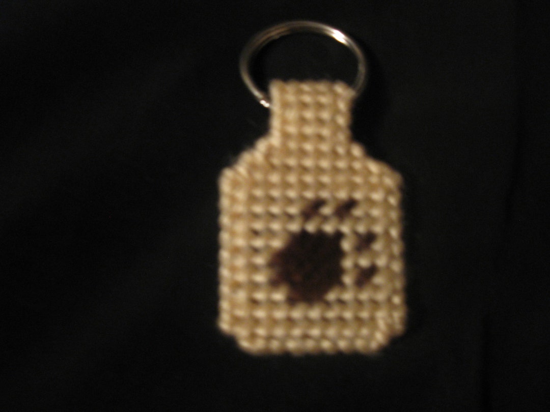 Plastic Canvas Paw Print Keychain - Etsy