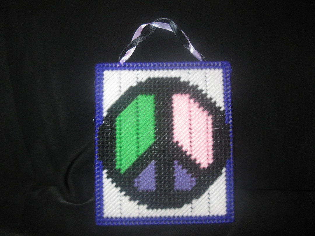 Plastic Canvas Peace Sign Wall Hanging - Etsy