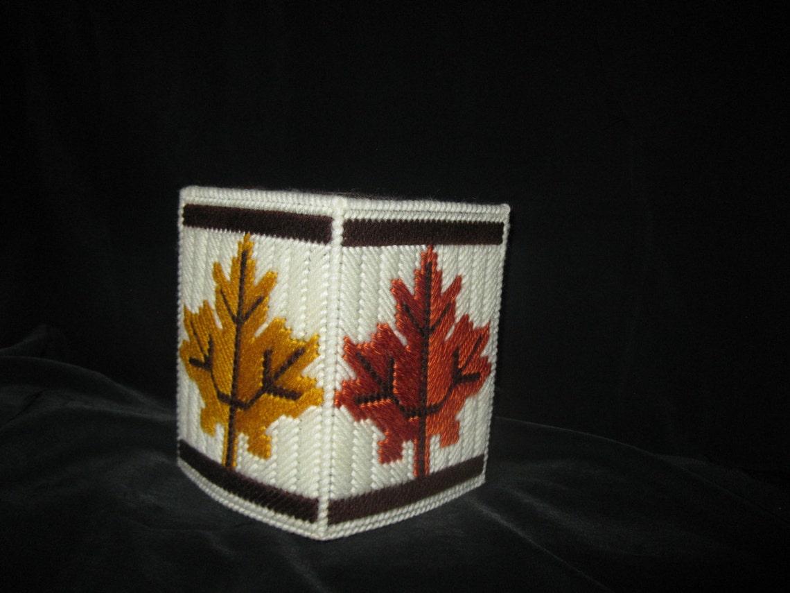 Plastic Canvas Autumn Leaves Boutique Tissue Box Cover - Etsy