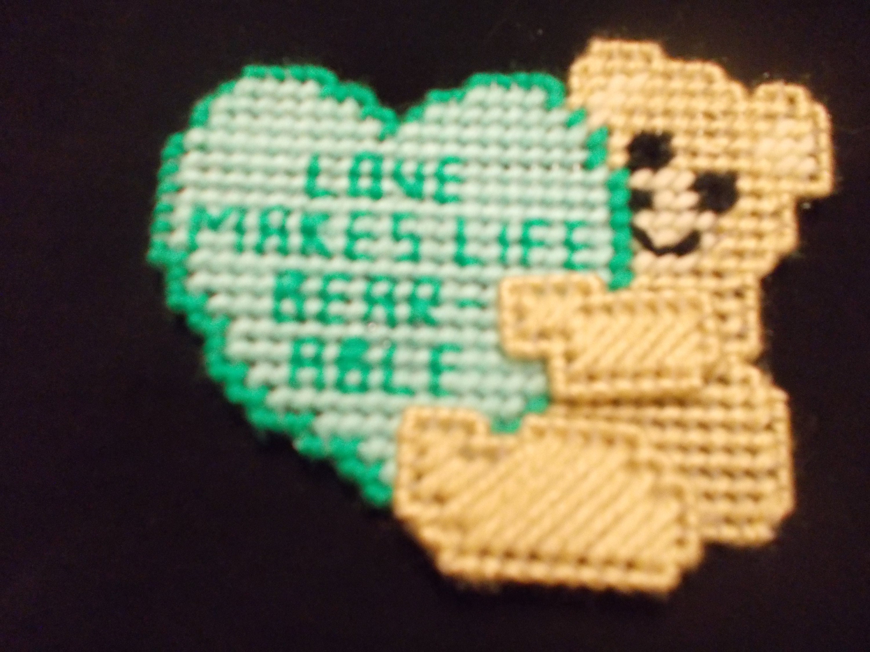 Plastic Canvas Teddy Bear Love Makes Life Bearable Magnet - Etsy