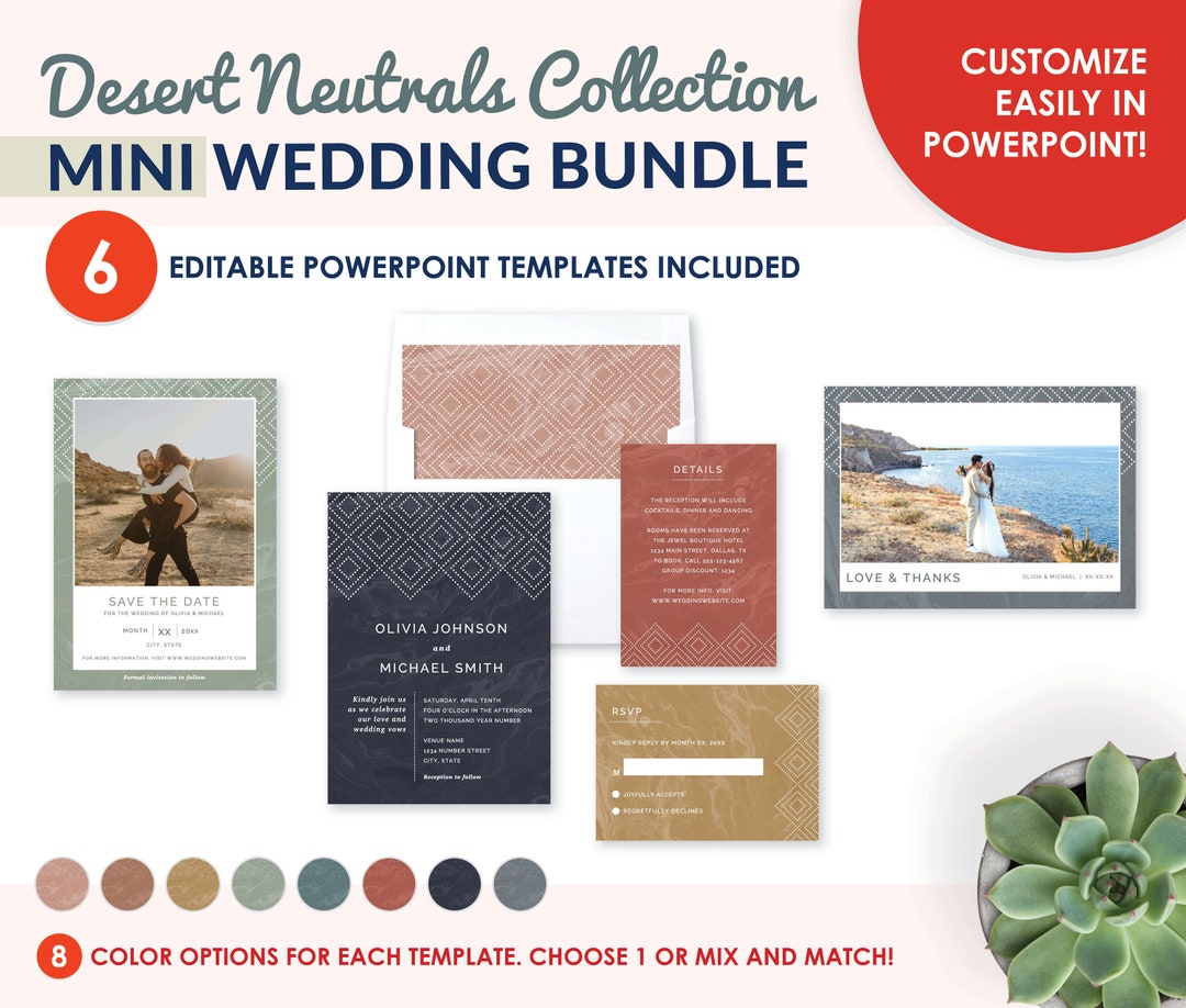 MINI Wedding Bundle Desert Neutrals, 100% Editable Custom Powerpoint ...