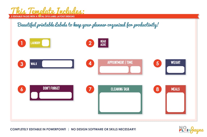 Printable Planner Label Stickers Powerpoint Template: Editable | Etsy