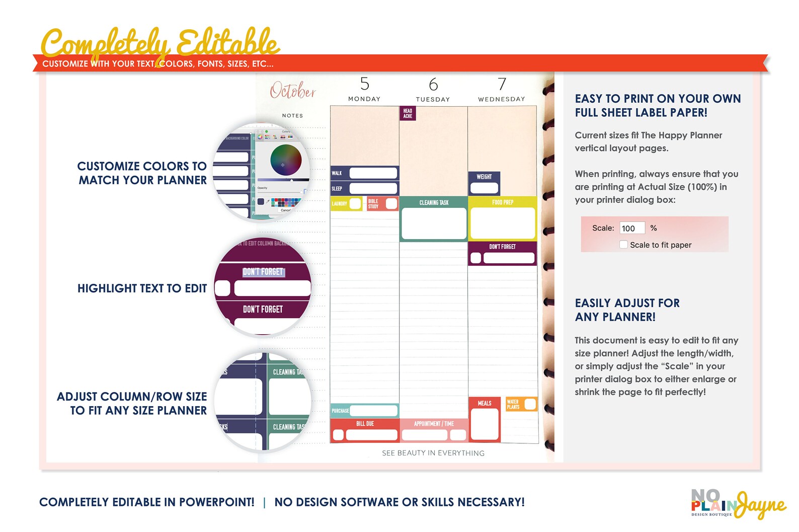Printable Planner Label Stickers Powerpoint Template: Editable | Etsy