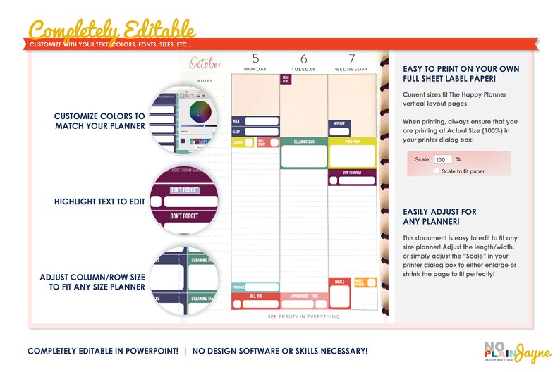 Printable Planner Label Stickers Powerpoint Template: Editable Digital ...