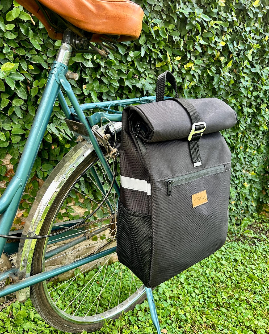 Black Roll Top Backpack Pannier: Water Resistant Convertible Bag - Etsy