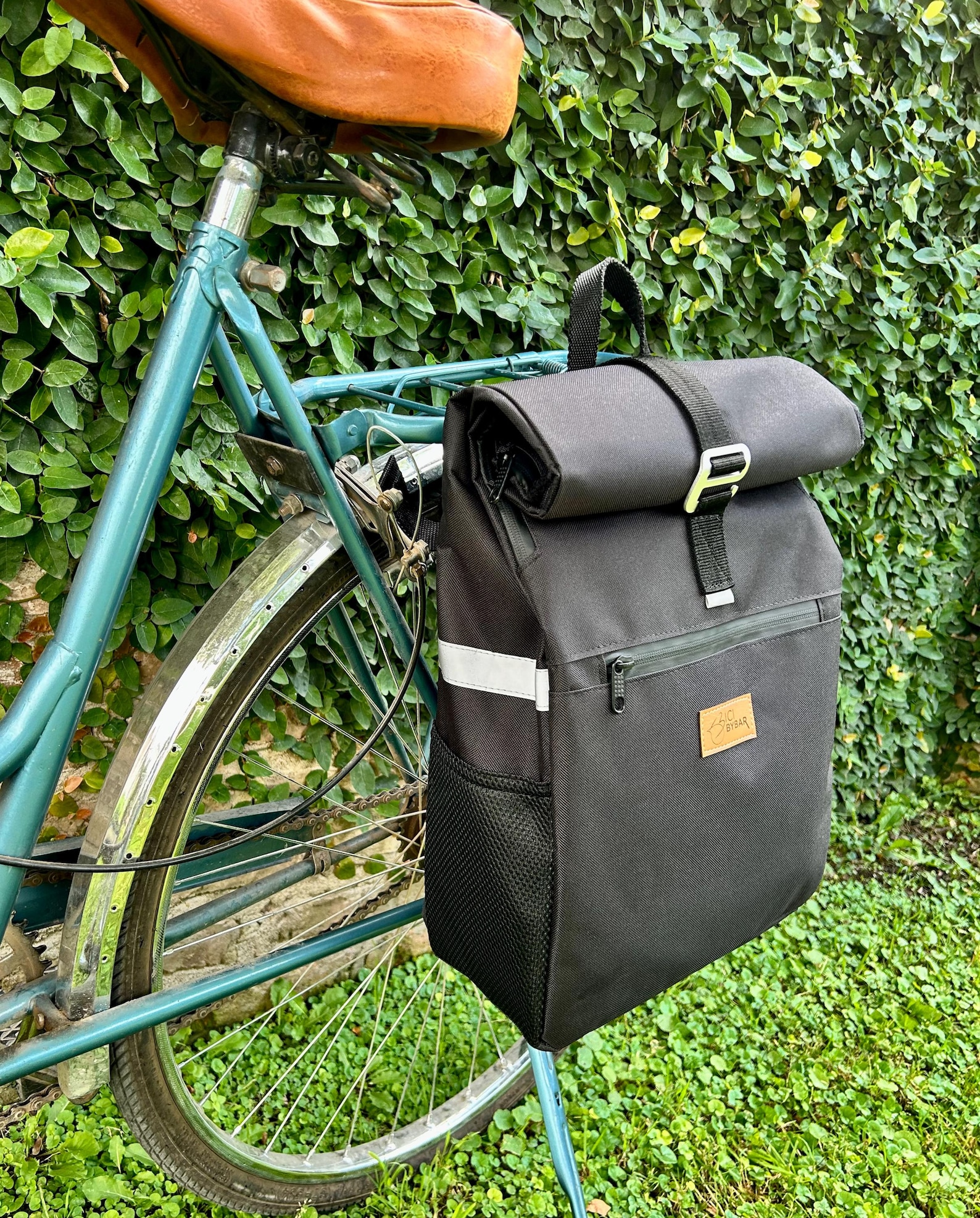 Black Roll Top Backpack Pannier: Water Resistant Convertible Bag - Etsy