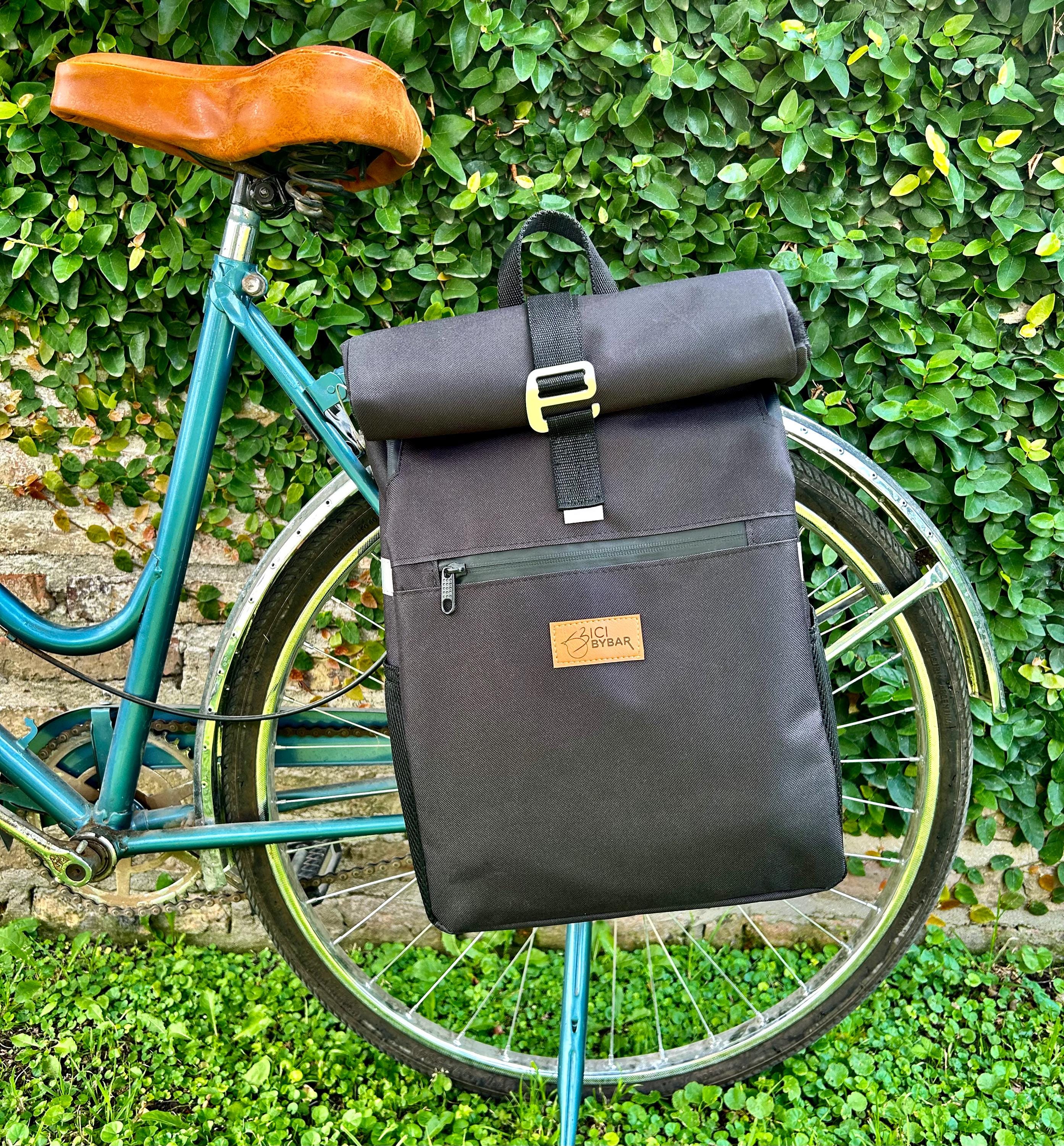 Black Roll Top Backpack Pannier: Water Resistant Convertible Bag - Etsy