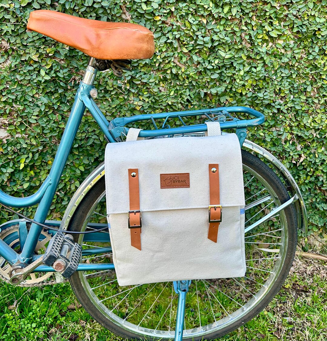 Cream Canvas Bicycle Pannier Bag, Converts to Messenger - Etsy