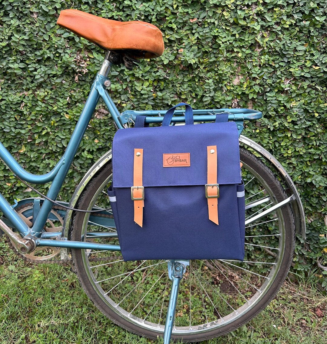 Blue Canvas Bicycle Pannier: Water Resistant Bike Messenger Bag - Etsy