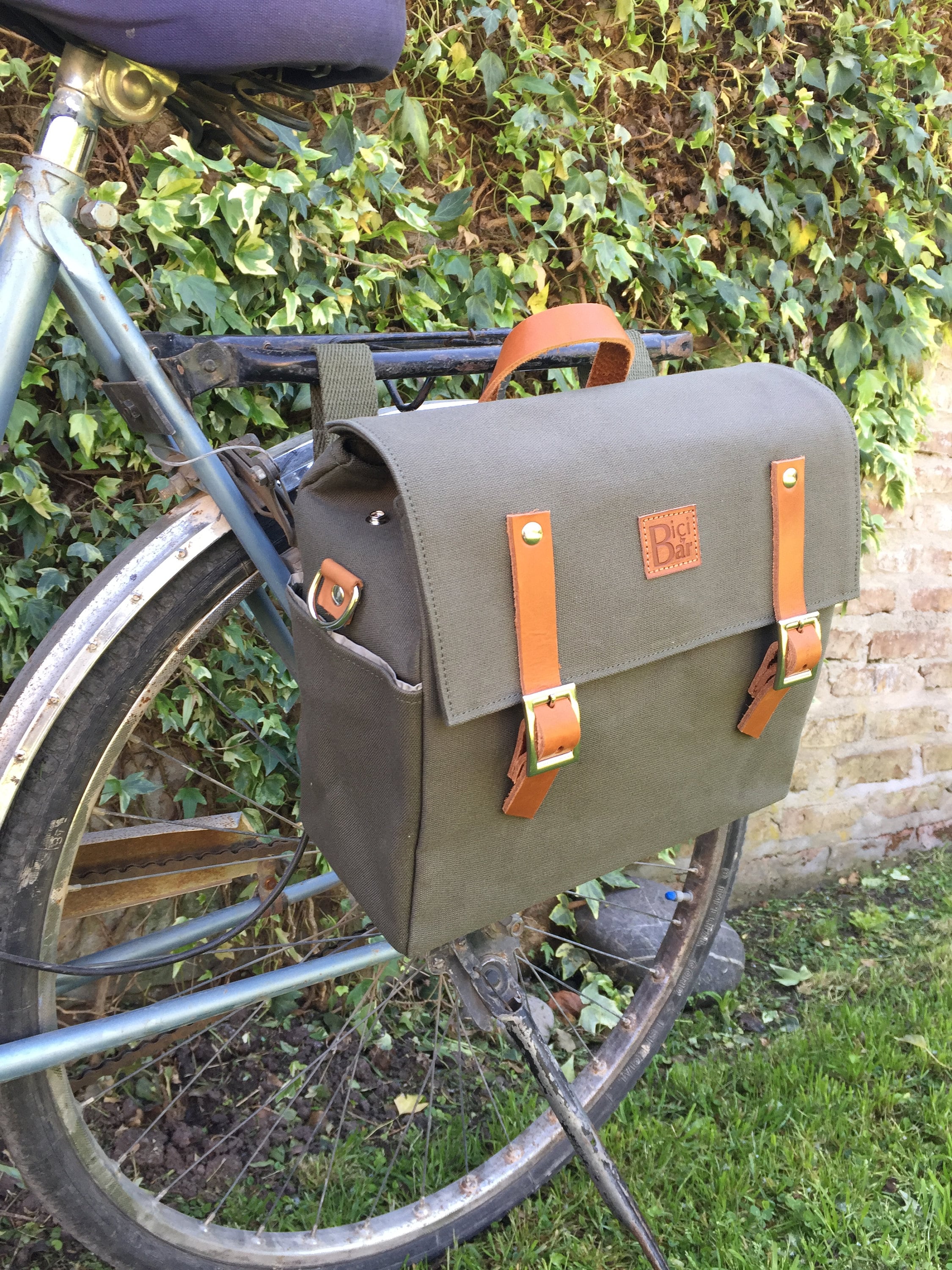 Bicycle Pannier/green Military Canvas Pannier/bicycle - Etsy