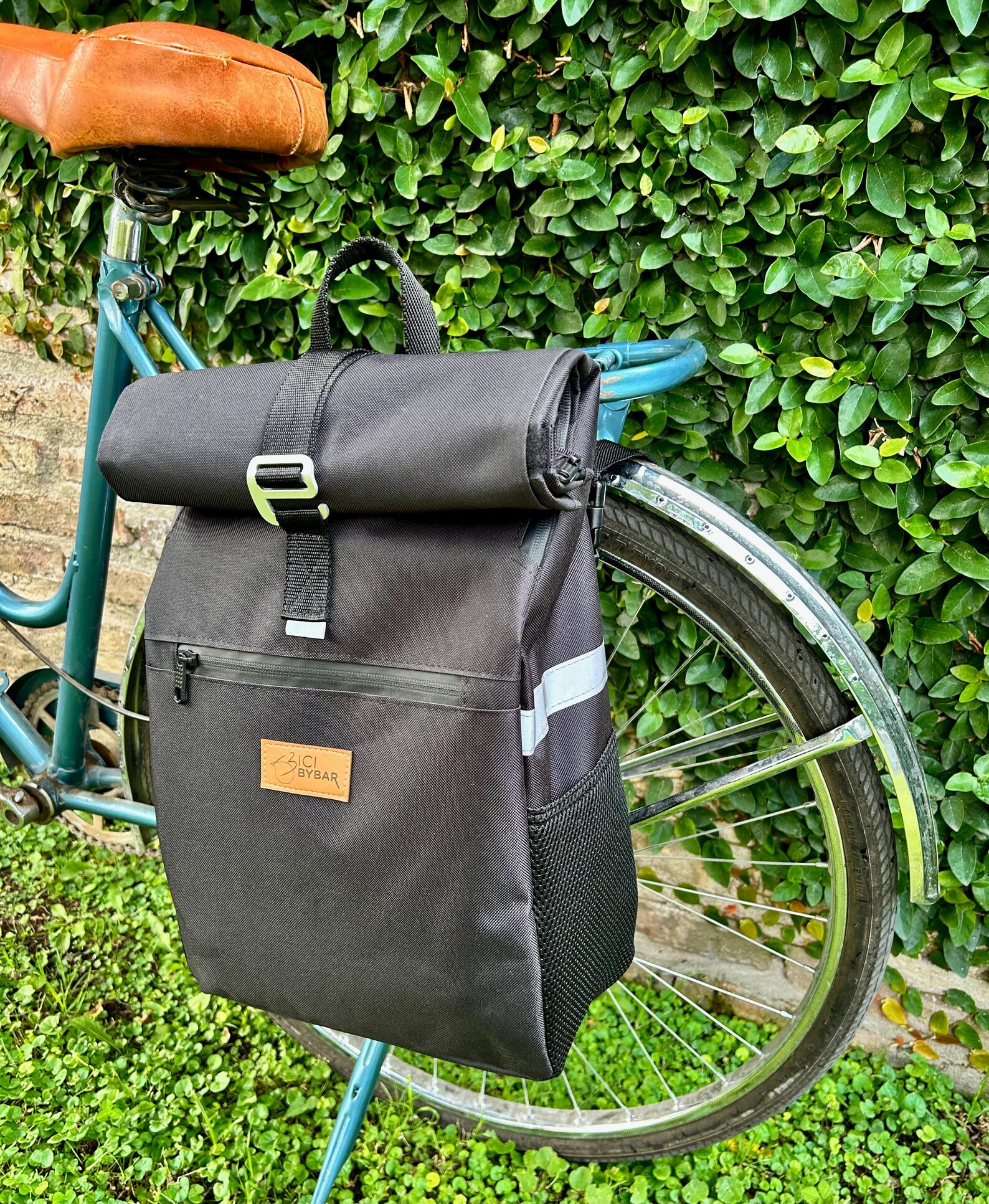Black Roll Top Backpack Pannier: Water Resistant Convertible Bag - Etsy