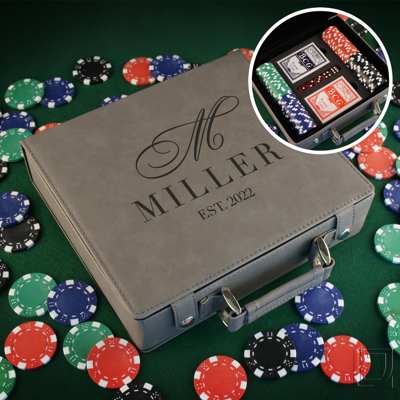 Personalized Poker Gift Set With Cards, Chips, & Dice Including ...