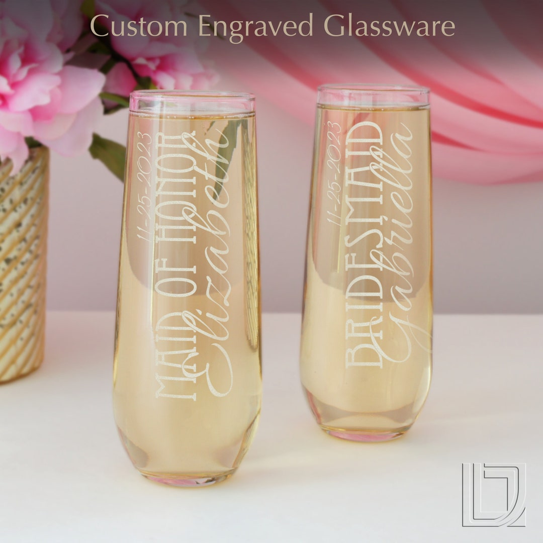 Stemless Champagne Flutes Personalized With Your Choice of Our Bridal ...