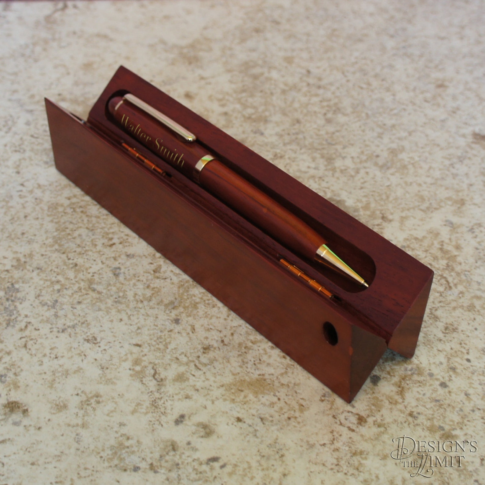 Personalized Nameplate With Pen Holder & Folding Pen Case Storage ...