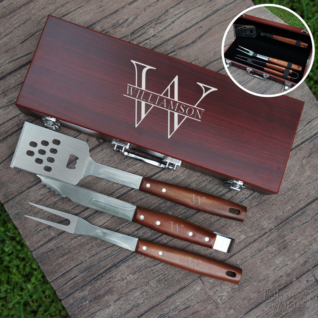 Personalized BBQ Tool Set Engraved With Design Options and Font ...