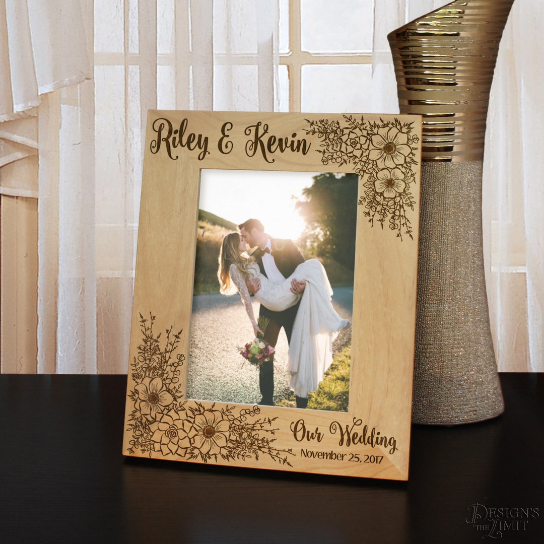 Rustic Wedding Arrangement Personalized Picture Frame Engraved With ...