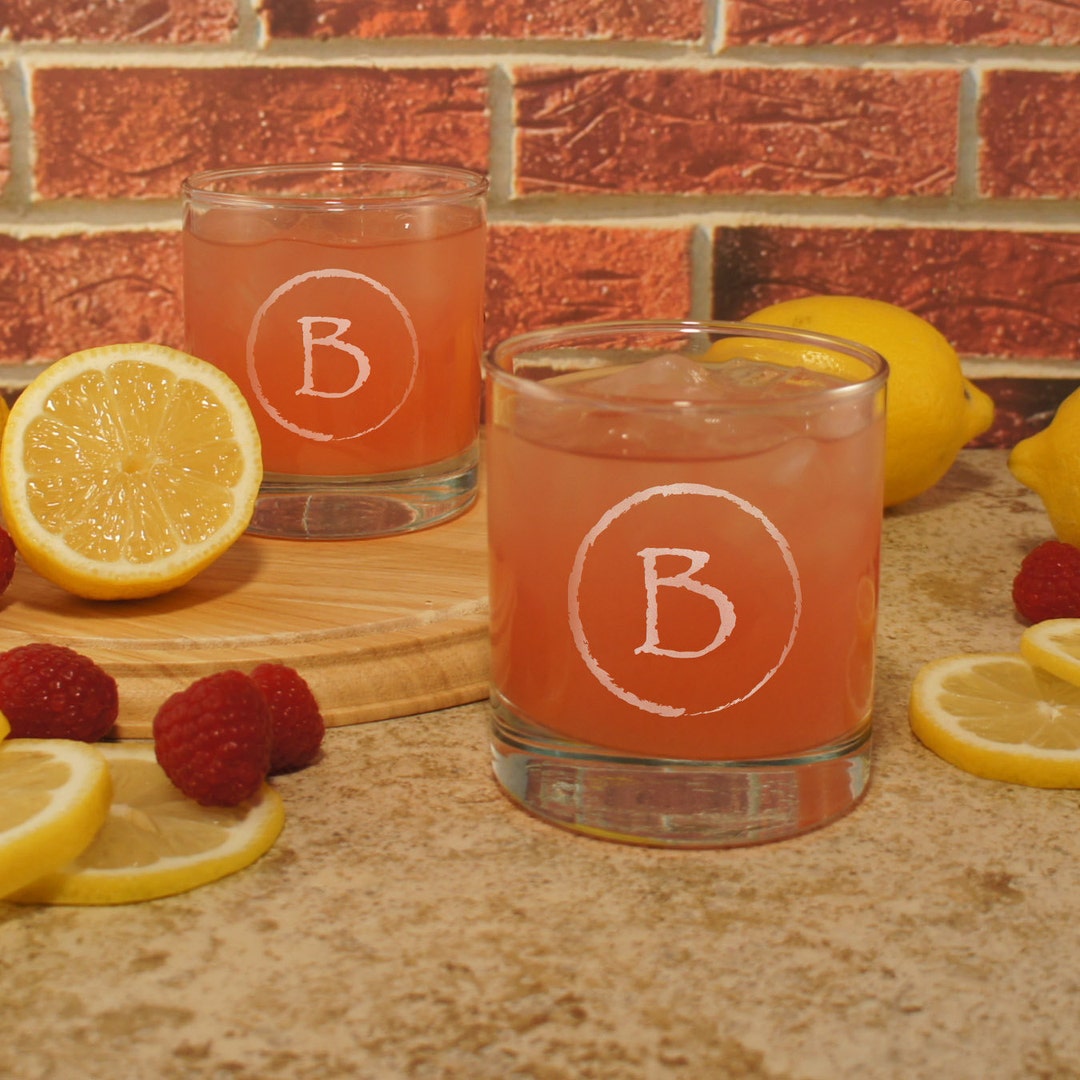 Personalized Drinking Glass With Monogram Design Options and Font ...