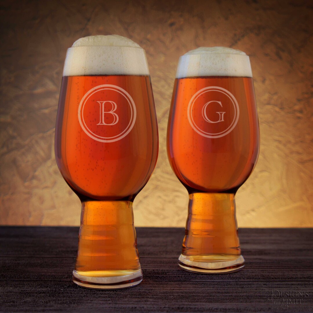Personalized IPA Beer Glass With Monogram Design Options & Font ...