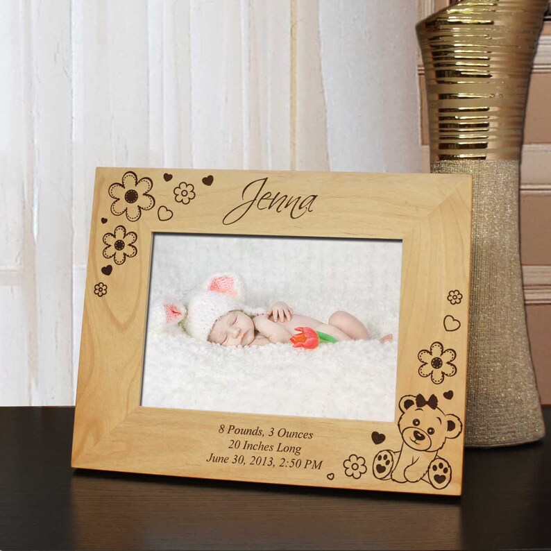 Newborn Baby Custom Personalized Picture Frame Engraved With Boy & Girl ...