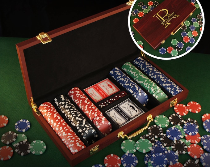 Personalized Poker Gift Set With Cards Chips & Dice - Etsy
