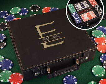 Personalized Poker Gift Set With Cards Chips & Dice | Etsy