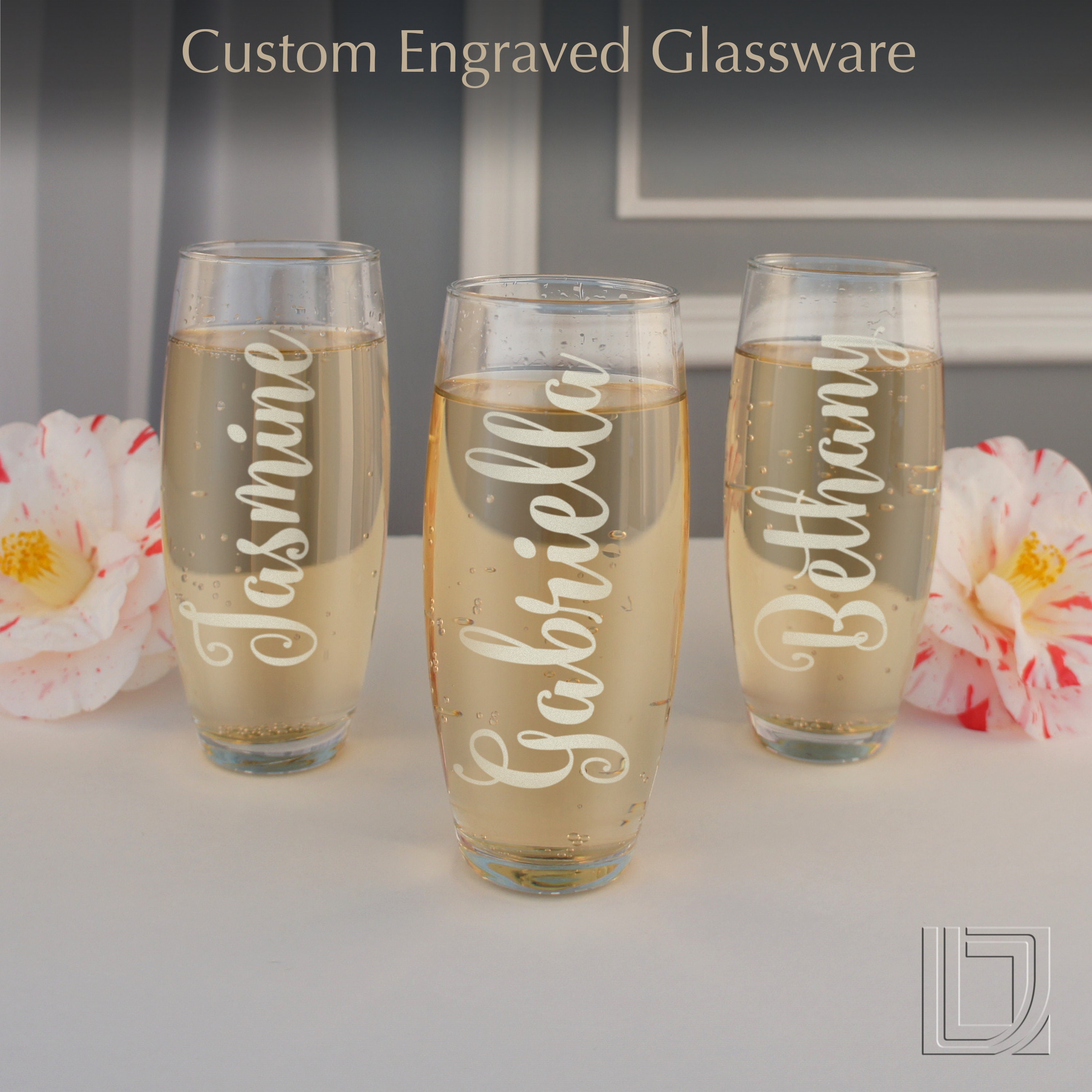 Stemless Champagne Flutes Personalized With Your Choice of Our Bridal ...
