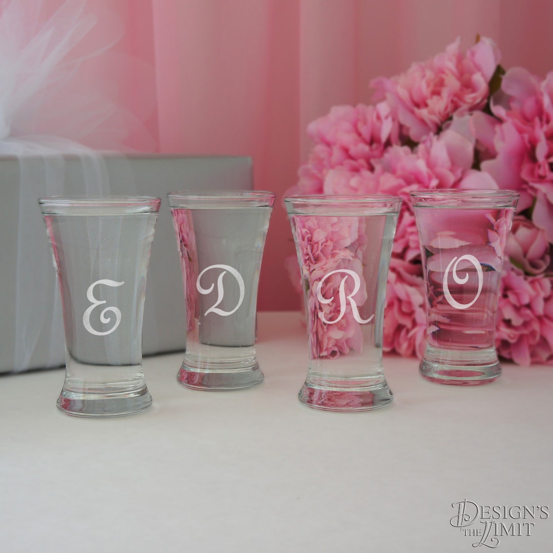 Personalized Flare Shot Glasses Engraved With Monogram and Font ...