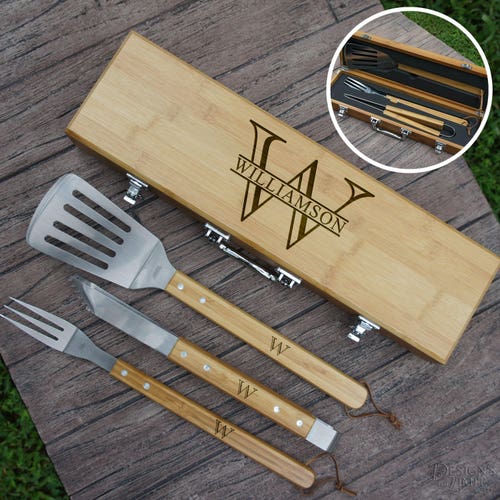 Personalized BBQ Tool Set Engraved With Design Options and - Etsy
