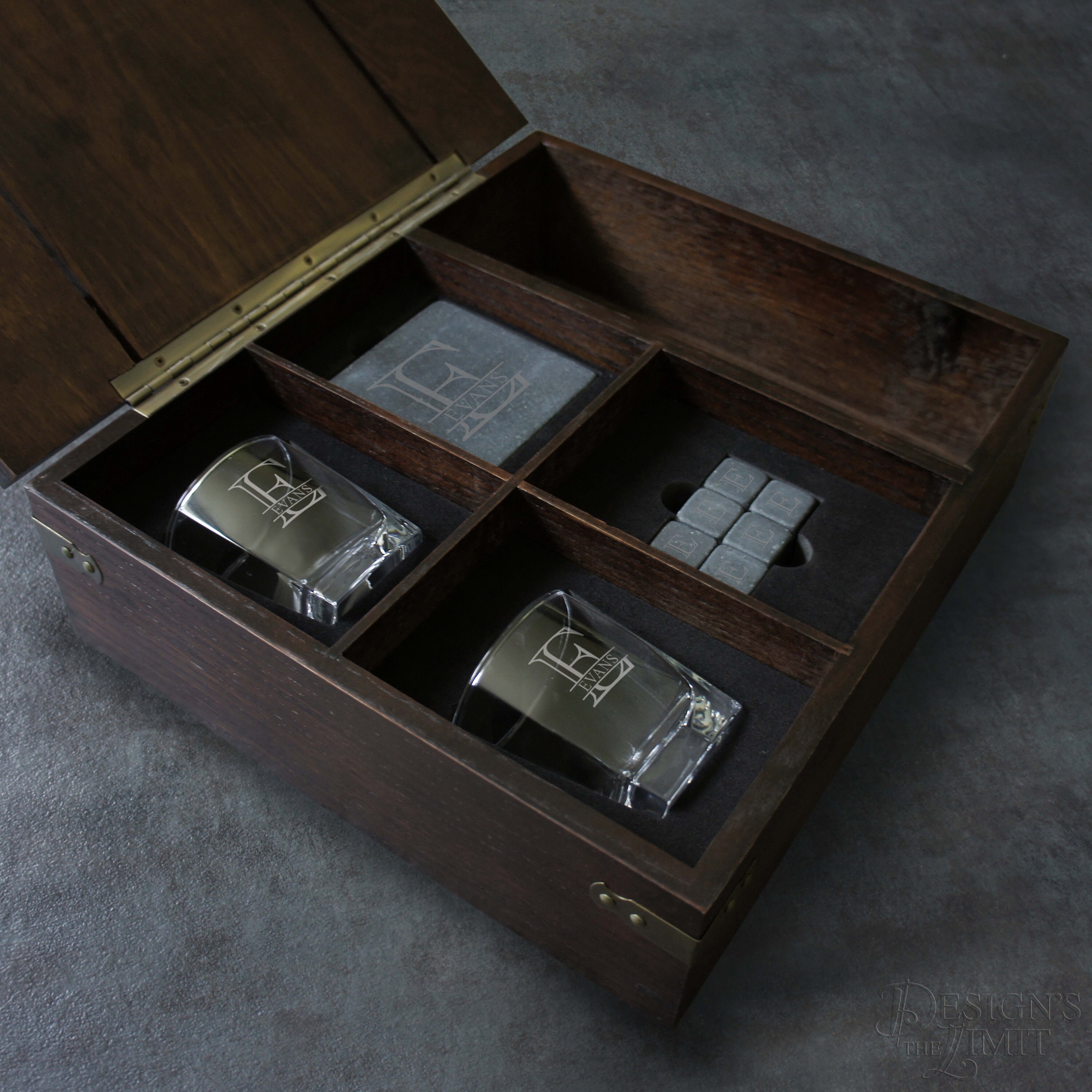 Personalized Spirits Box Including Whiskey Tumblers, Stone Coasters ...