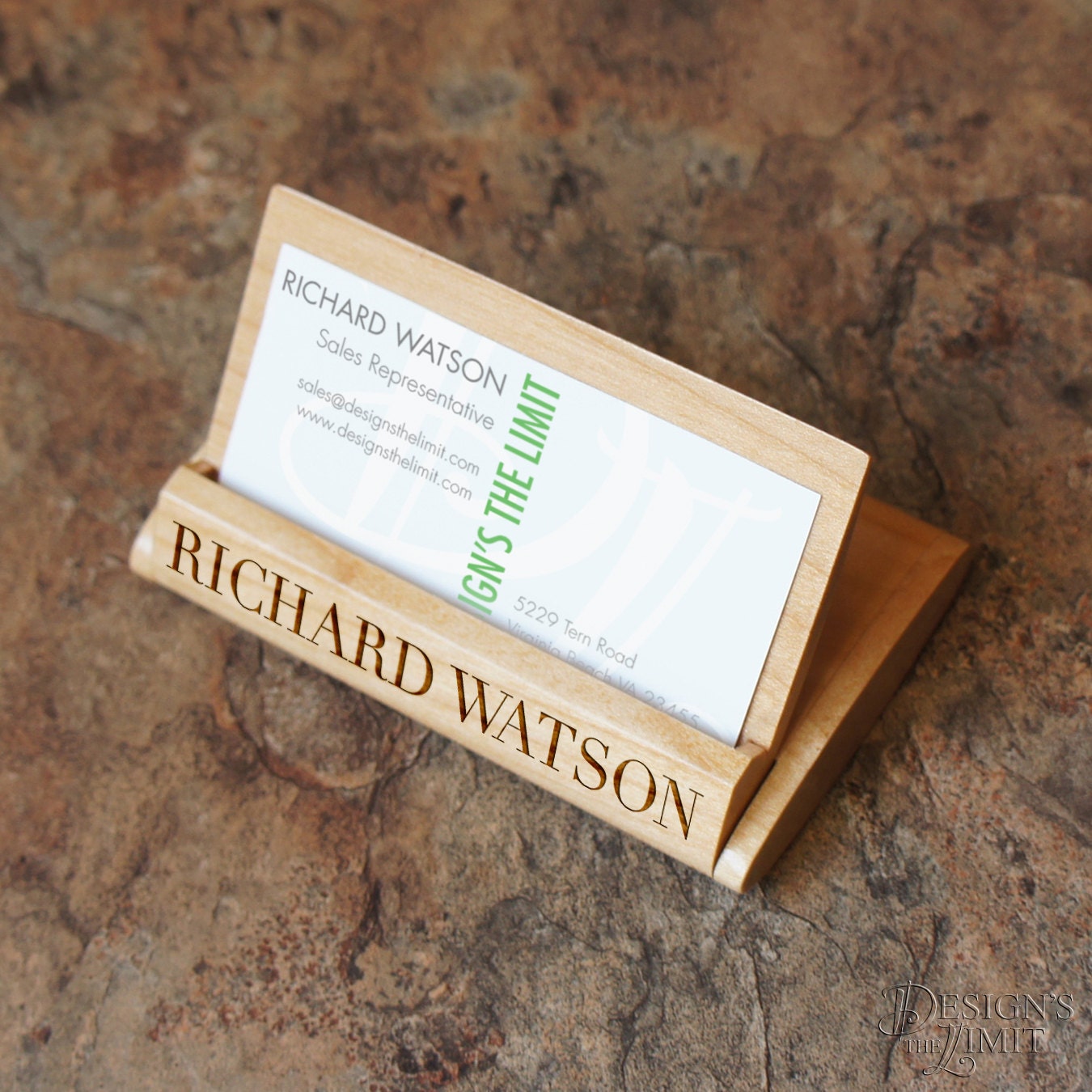 Maplewood Folding Business Card Holder Engraved with Font | Etsy