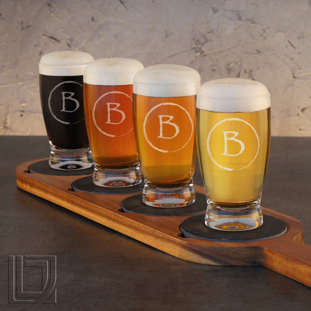 Personalized Craft Beer Flight Sampler With Slate Coasters and Beer ...