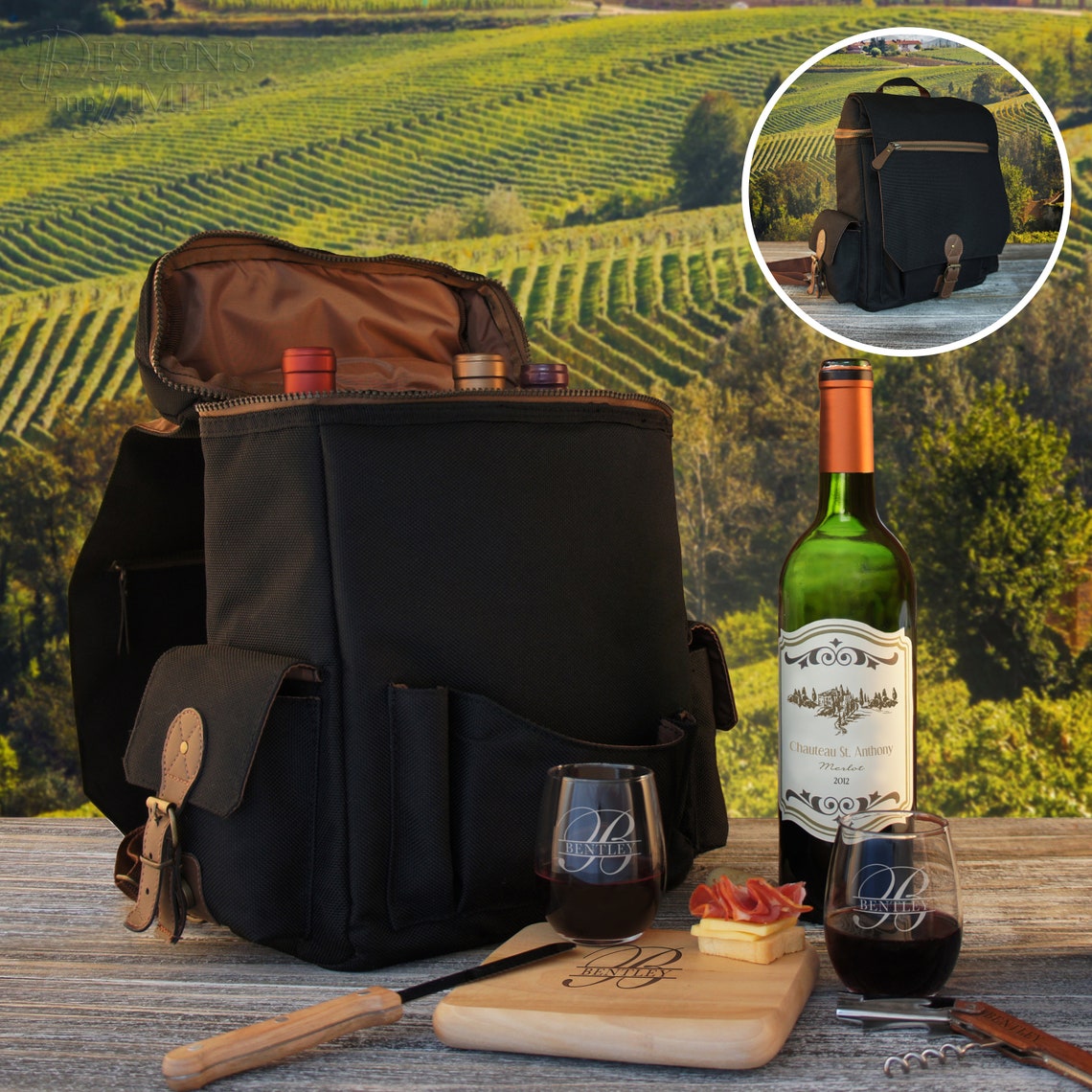 Personalized Wine Backpack Including Cutting Board Cheese - Etsy