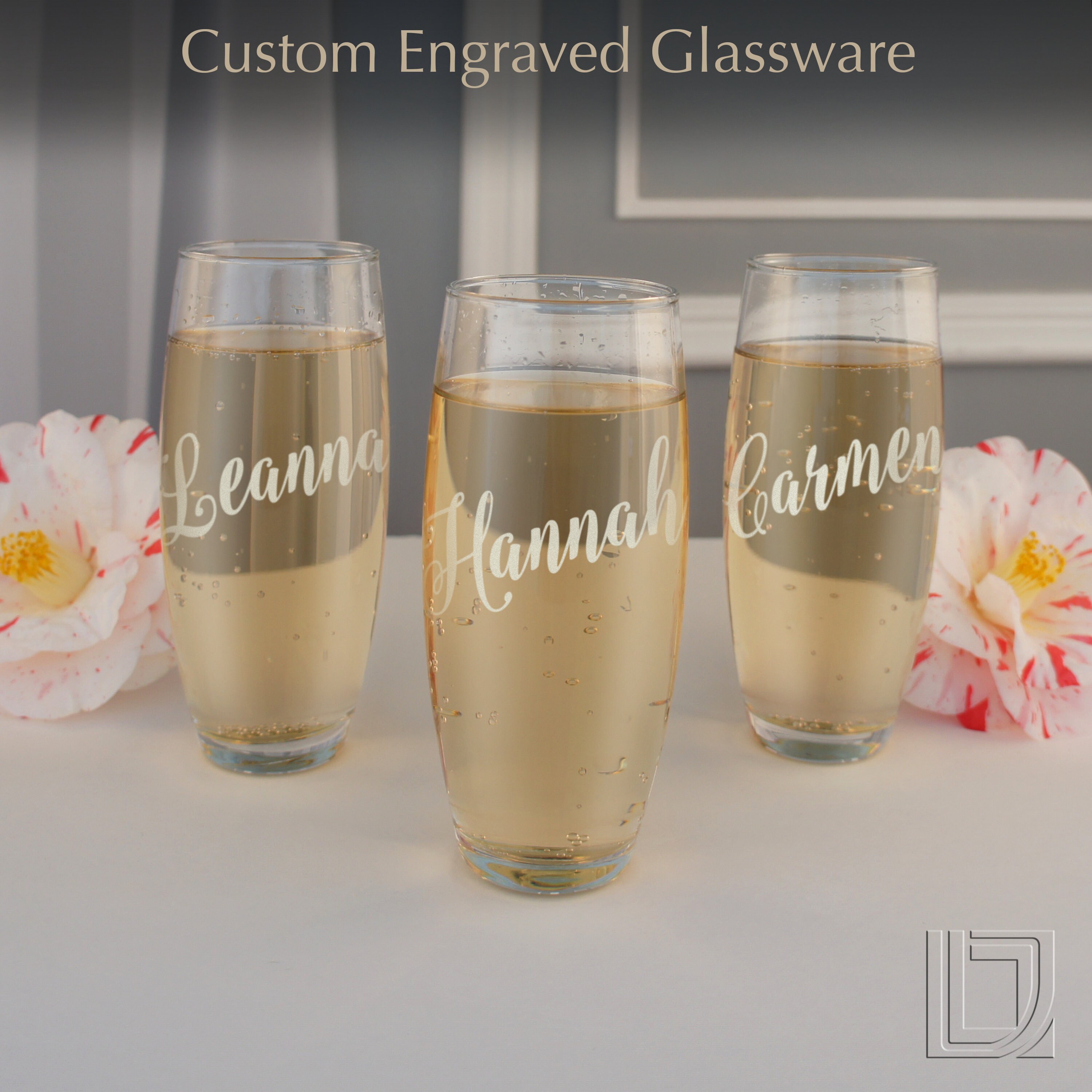 Stemless Champagne Flutes Personalized With Your Choice of Our Bridal ...