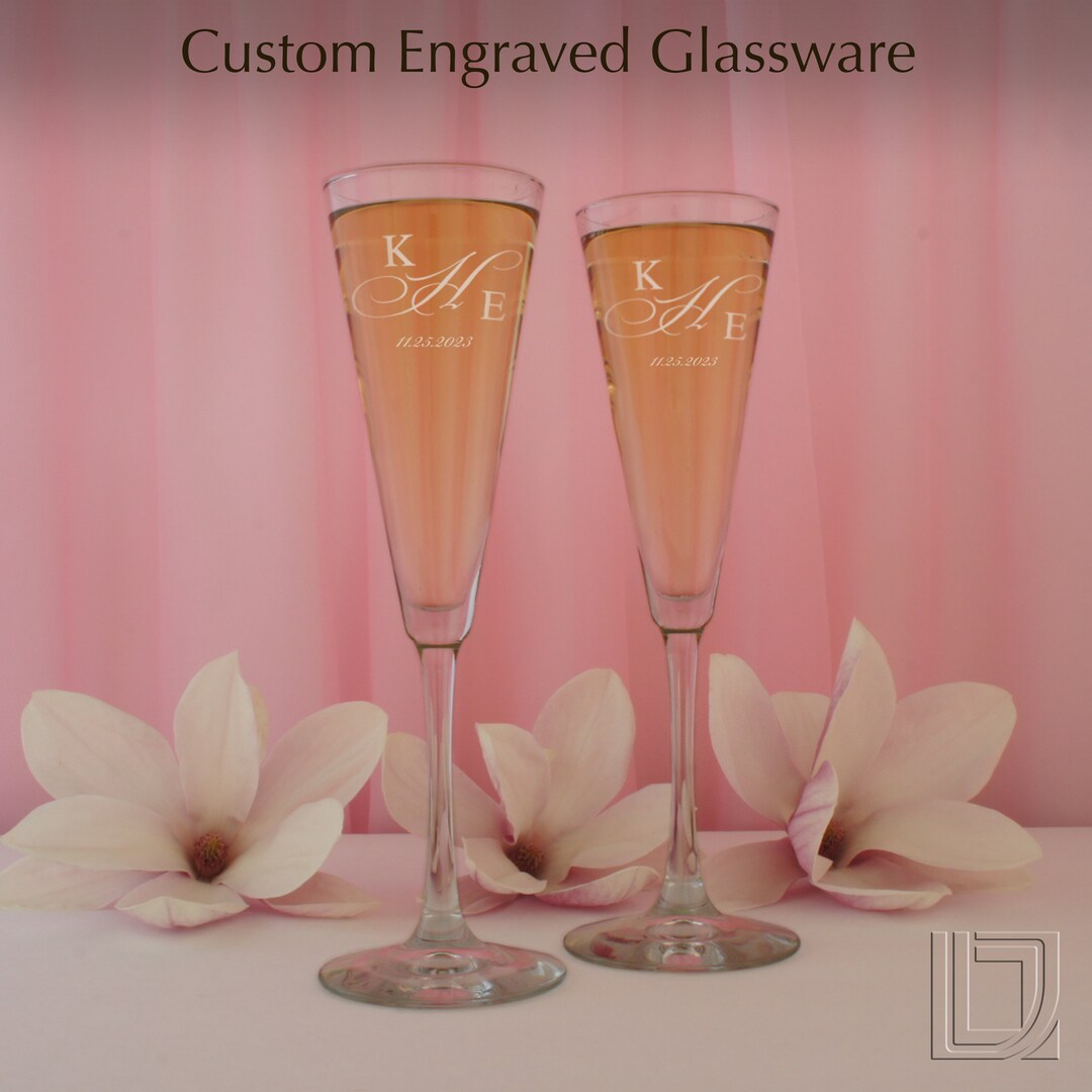 Personalized Trumpet Flutes Engraved With Couples Monogram Design ...