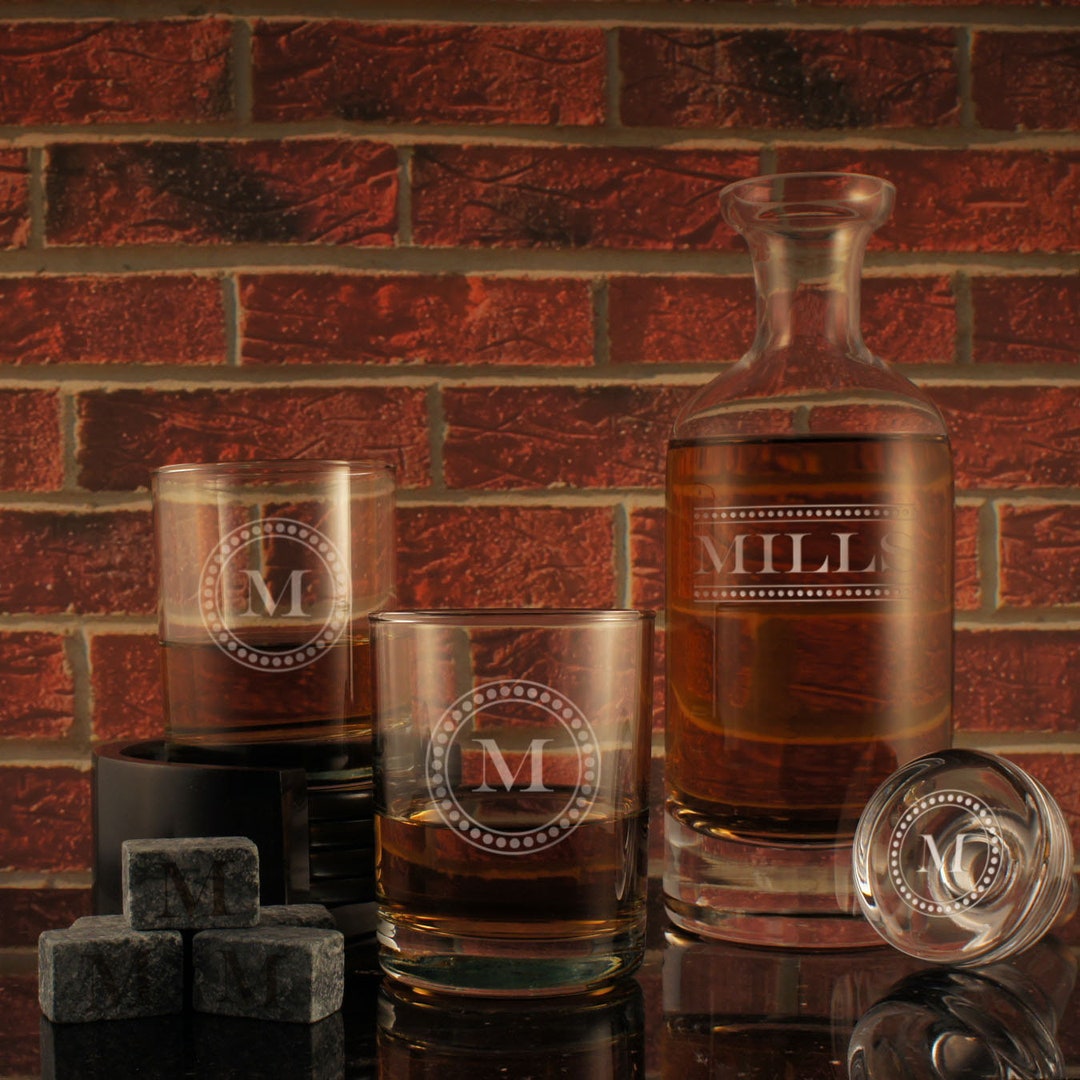 Distilled Spirits Gift Set Including Decanter With Stopper, Two Crystal ...