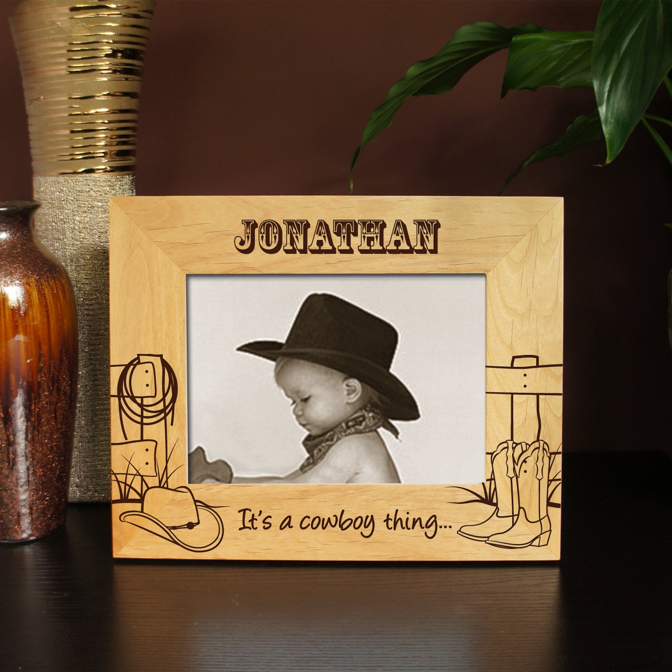 Cowgirl and Cowboy Personalized Picture Frame Design With Font - Etsy
