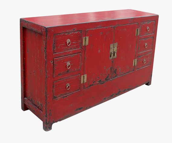 Antique Red Storage Buffet Cabinet by Terra Nova Furniture Los - Etsy